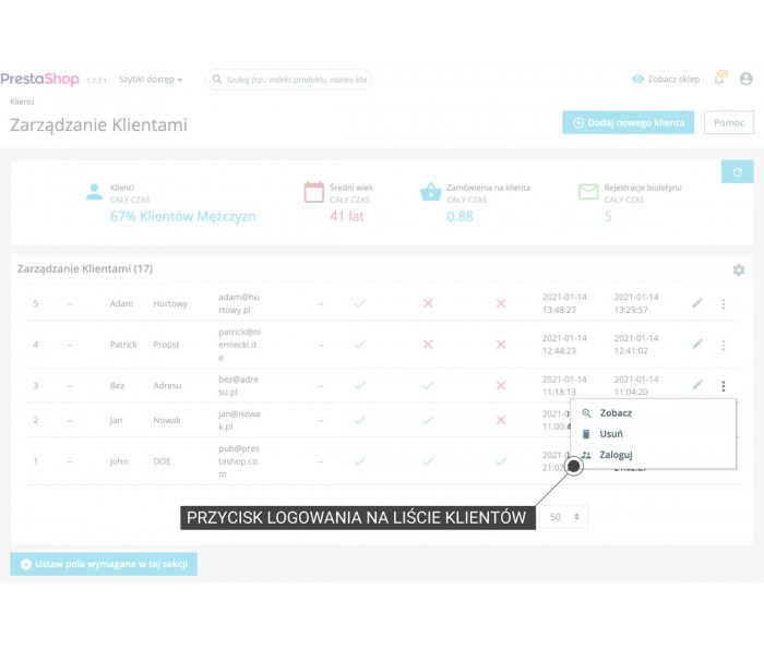 🥇 Zaloguj się jako klient PrestaShop